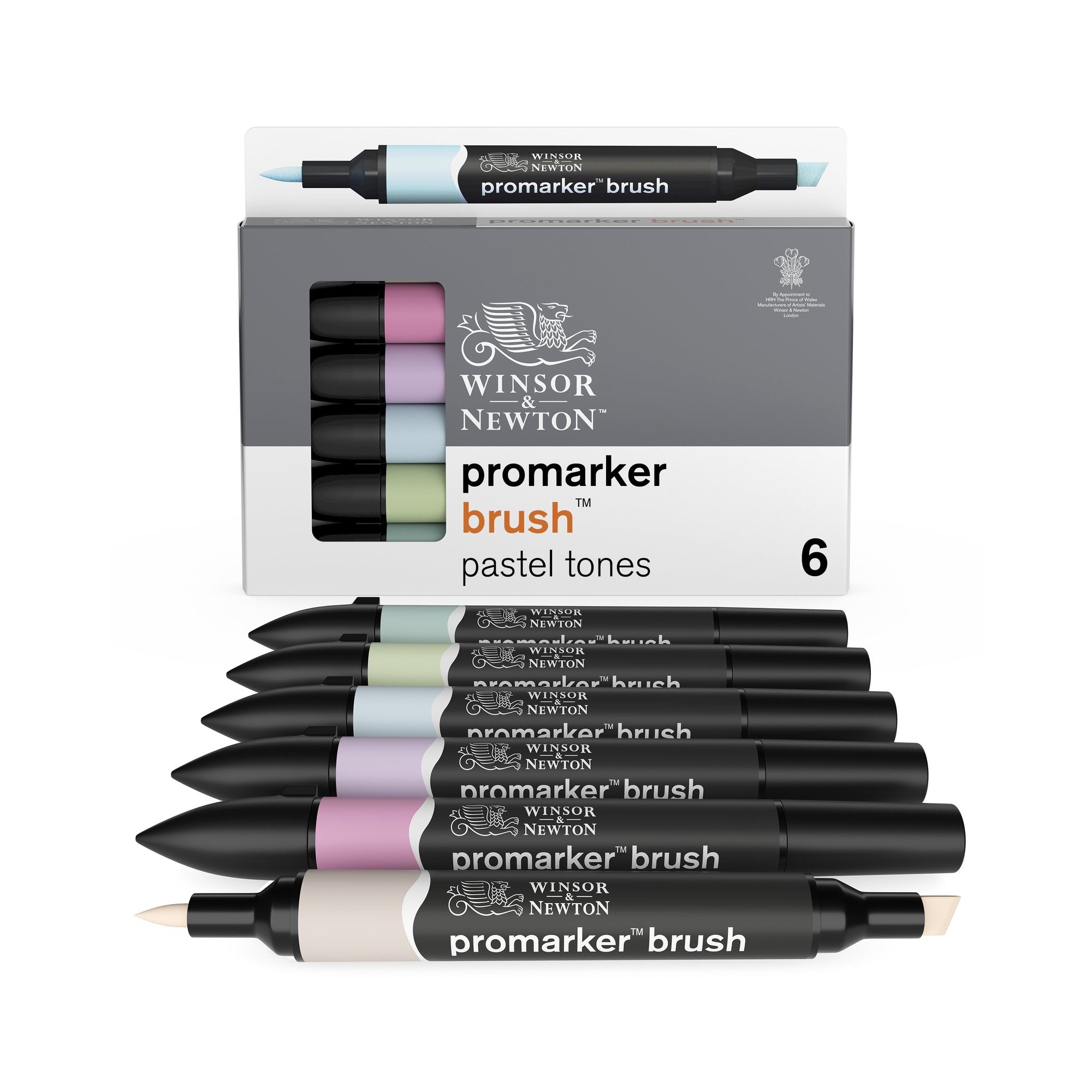 6-Piece Double-Tip Promarker Marker Set in Pastel Colors - Brush and C ...