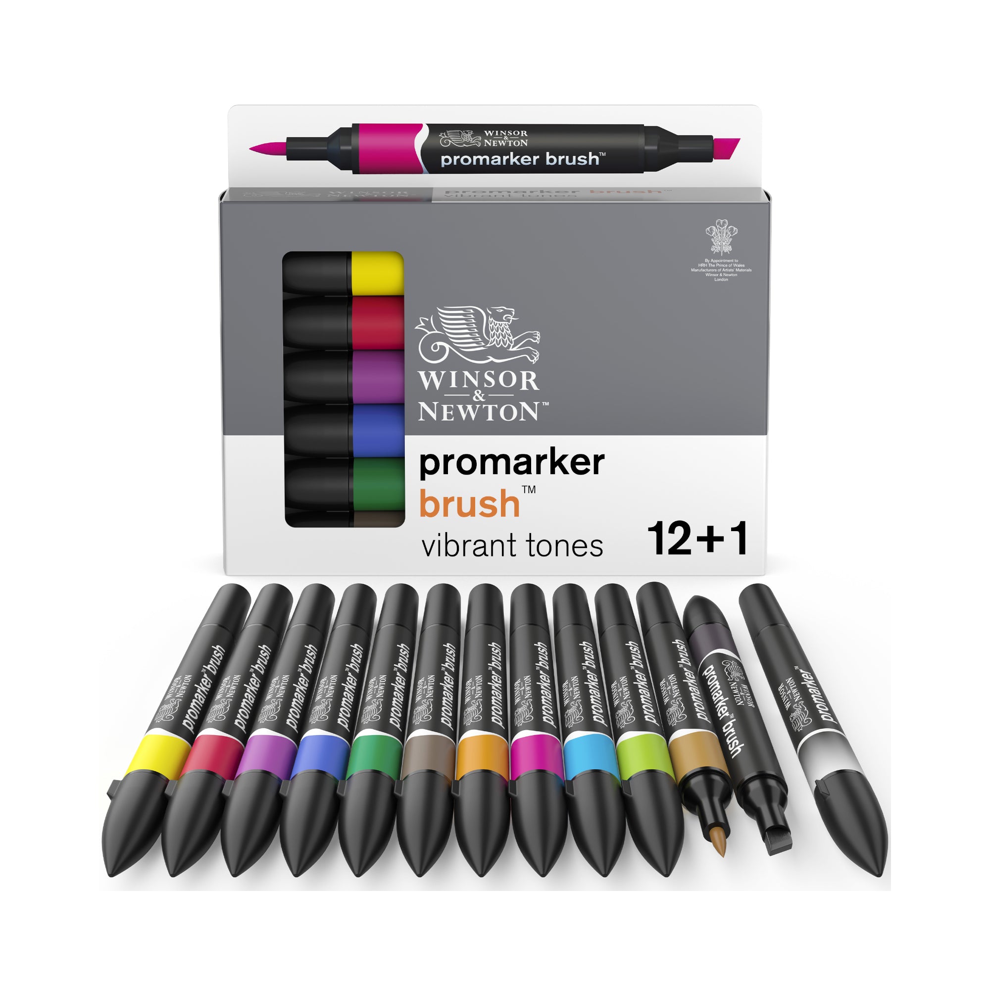 12-Piece Double-Tip Promarker Marker Set in Vibrant Colors - Brush and ...