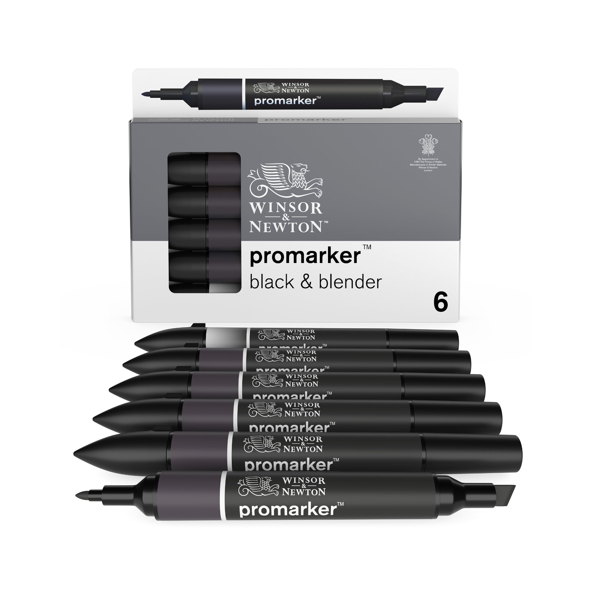 6-Piece Double-Tip Promarker Marker Set - Black & Blender &VerticalLine ...