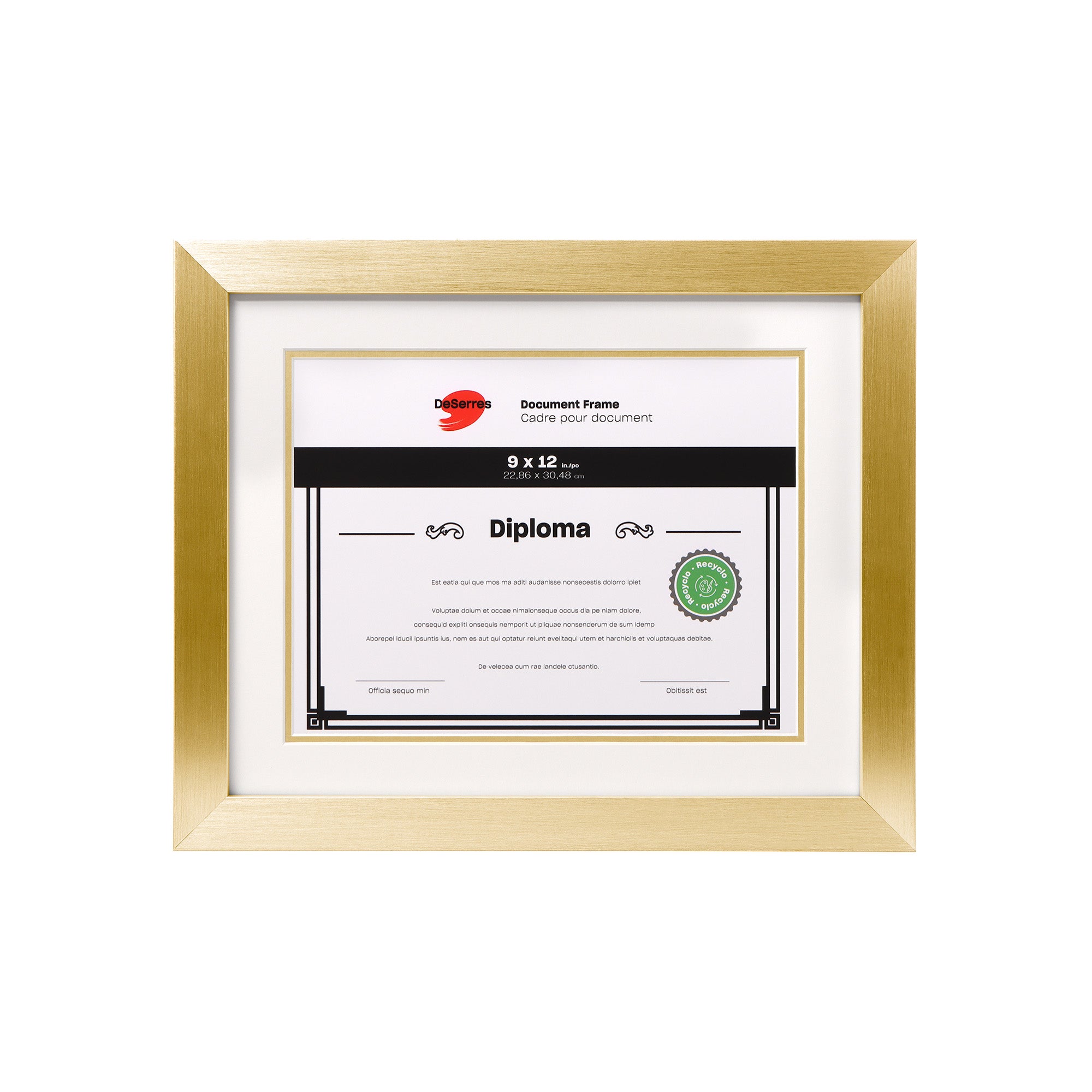 Double Mat Document Frame - Gold &VerticalLine; DeSerres