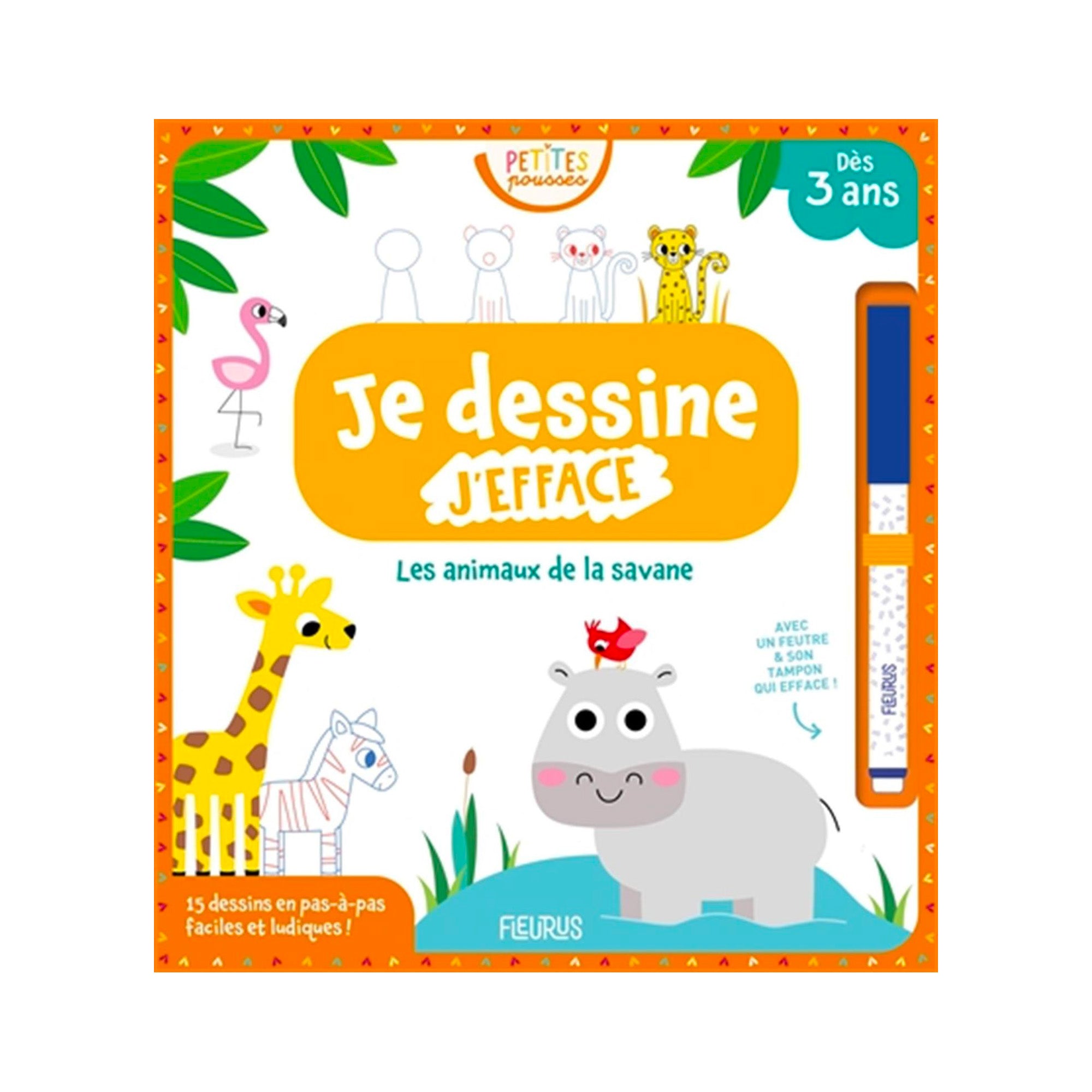 Je dessine, j'efface - Les animaux de la savane - French Ed ...