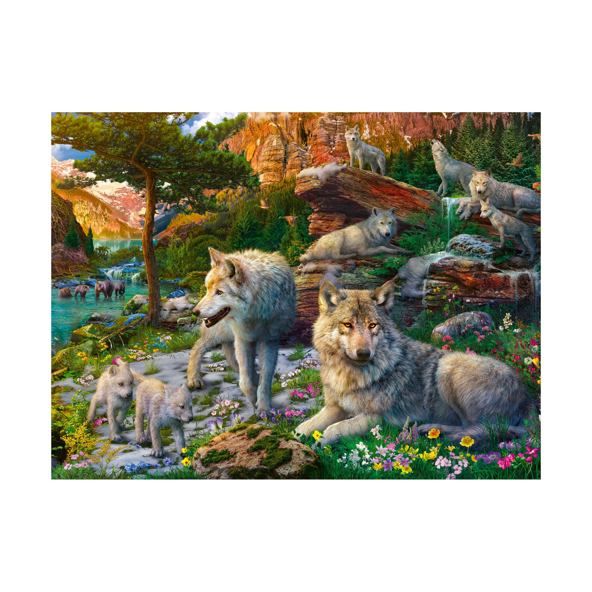 1,500-Piece Puzzle - "Wolves in Spring" &VerticalLine; DeSerres